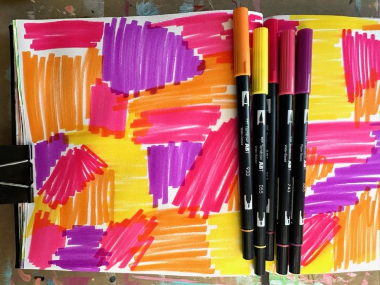 An Easy Art Journal Idea with Washable Markers and Water - TinkerLab
