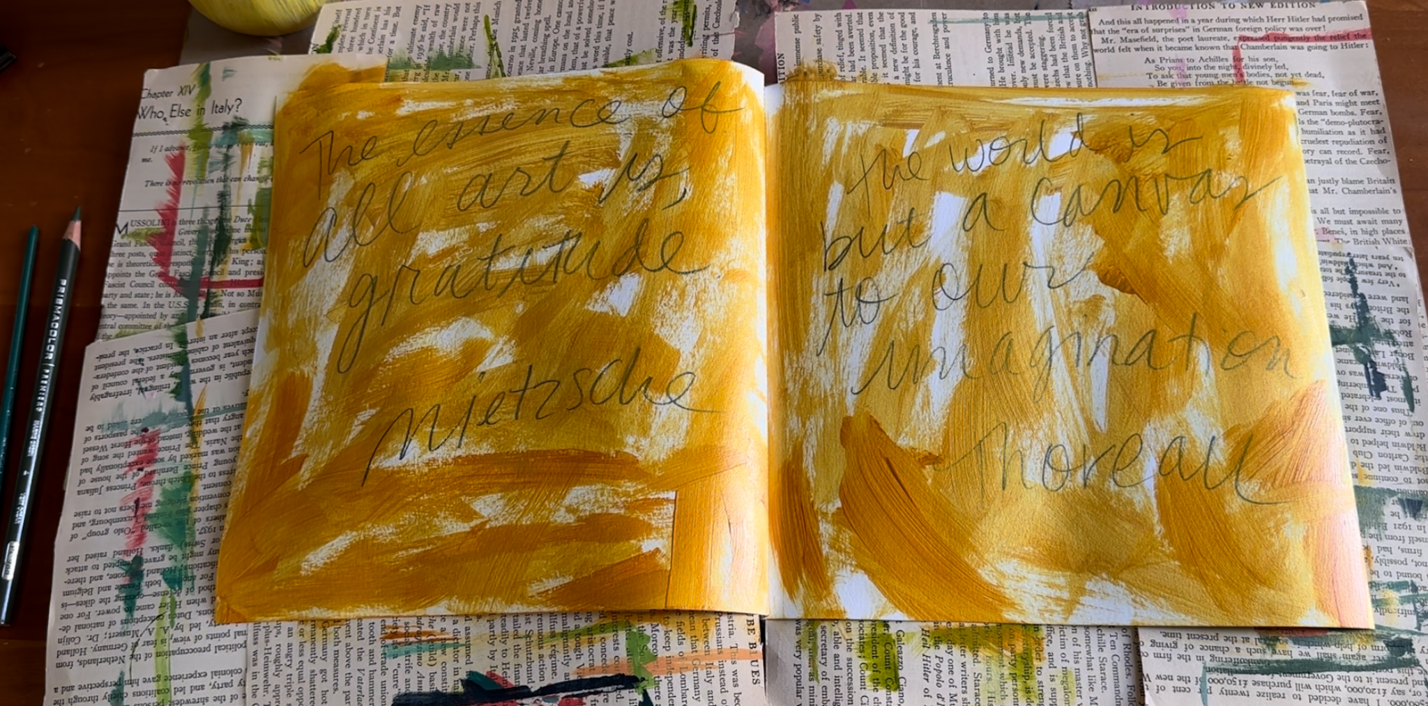 Easy-going Layered Art Journaling with Pencil & Acrylic - TinkerLab
