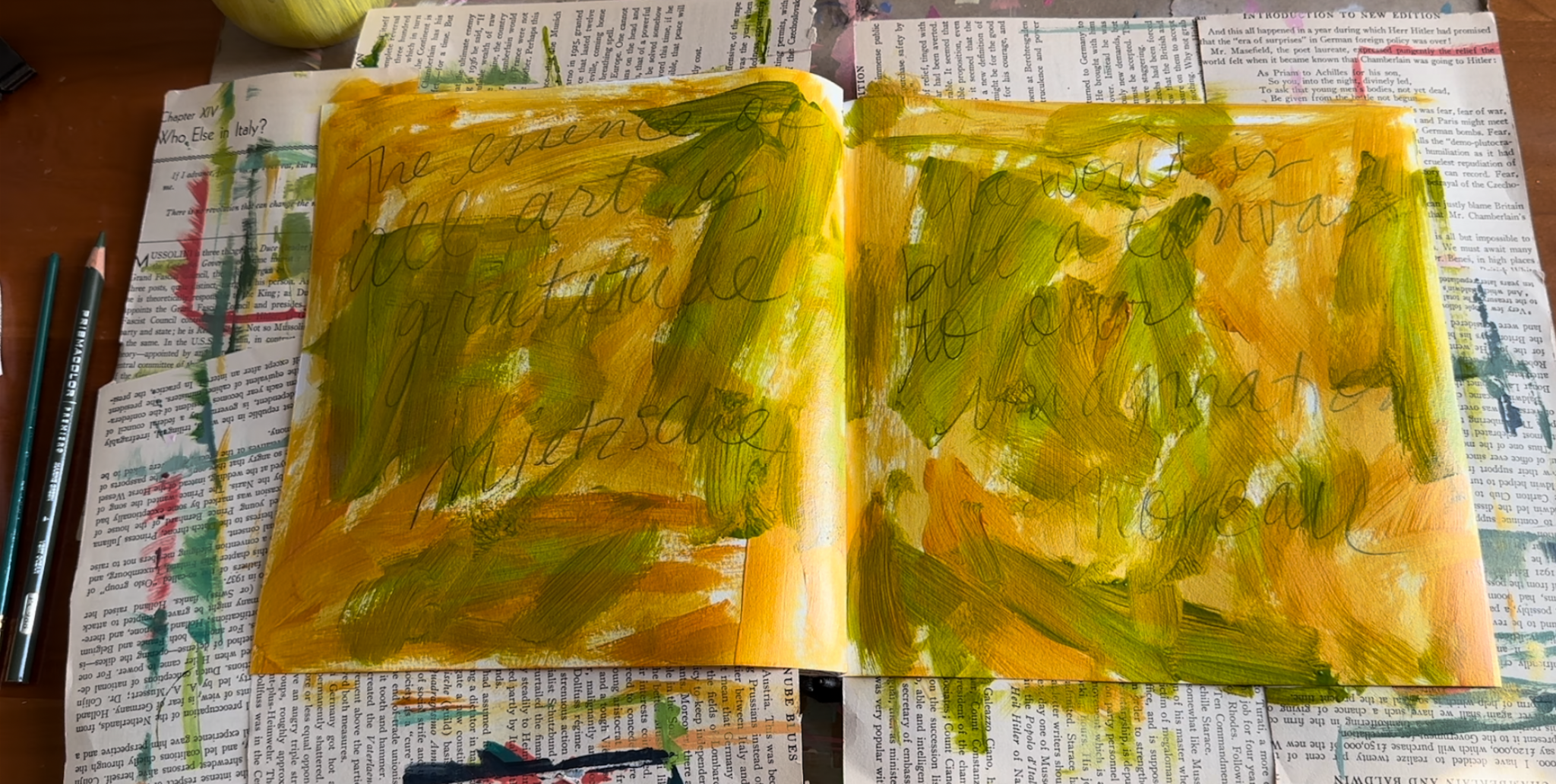 Easy-going Layered Art Journaling with Pencil & Acrylic - TinkerLab