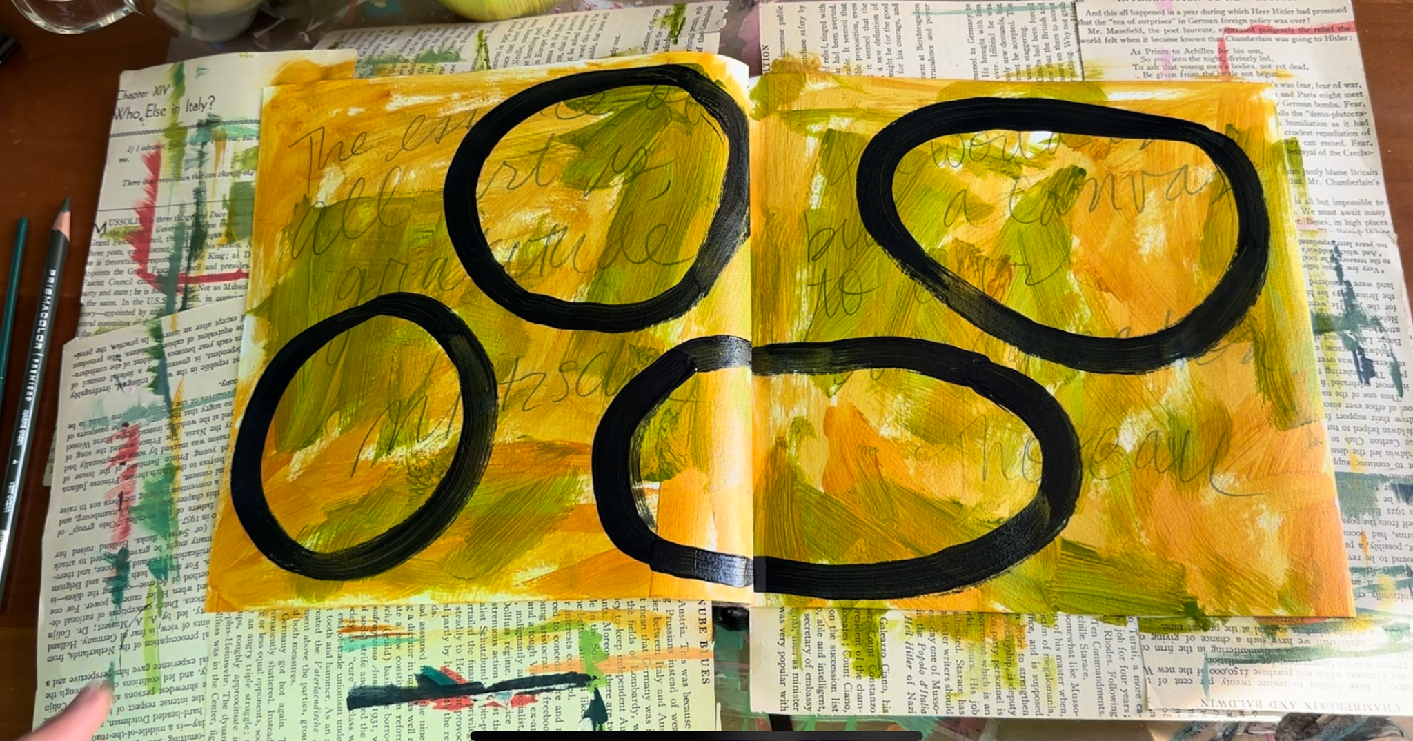 Easy-going Layered Art Journaling with Pencil & Acrylic - TinkerLab